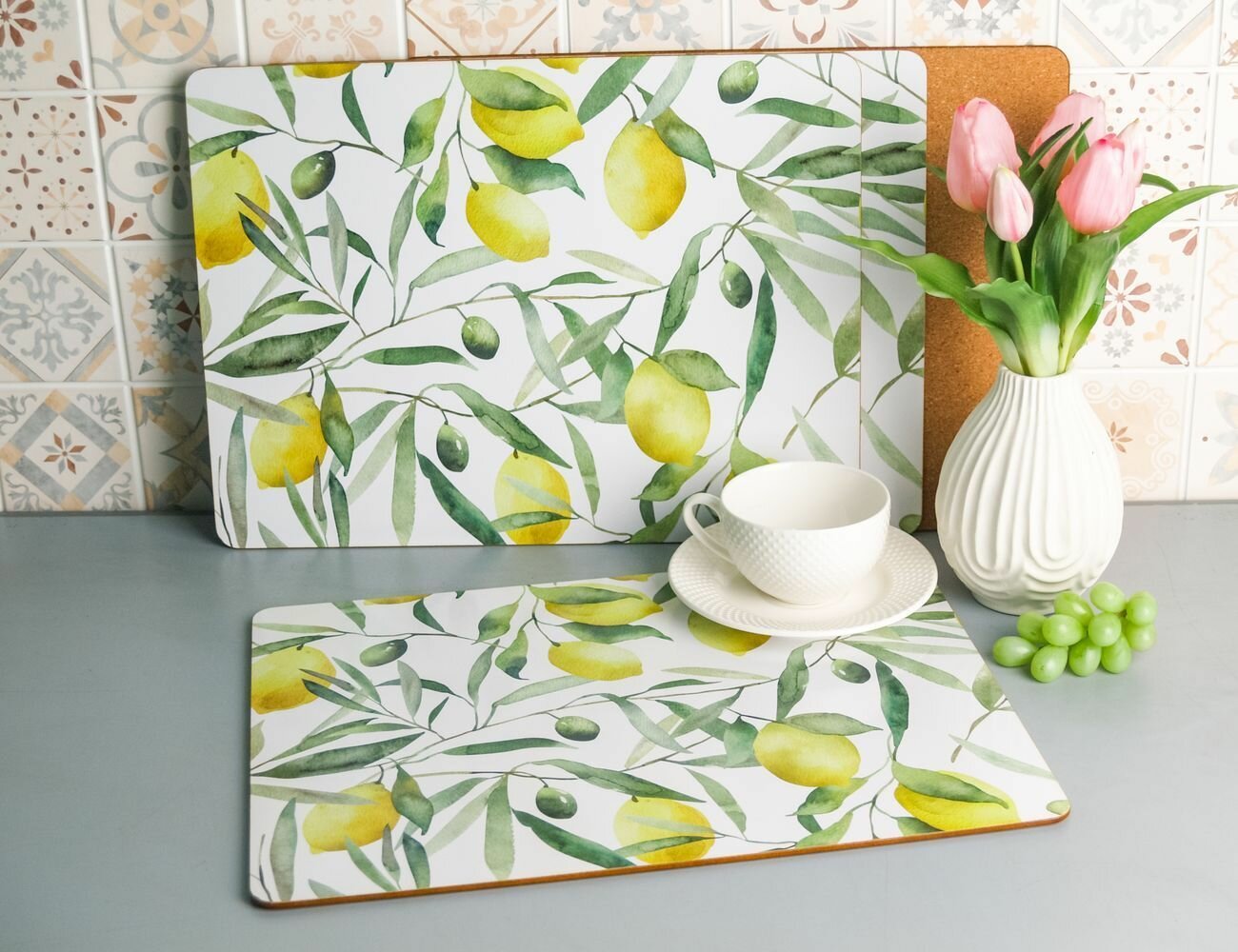 Набор плейсматов день на капри, пробковый дуб, МДФ, 40х30 см, 4 шт, Boltze 2034335-2