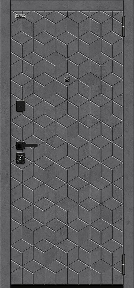 BRAVO Дверь входная 205*86 Bravo R Кьюб/SBlack, Slate Art/Snow Art, Левое 205*86
