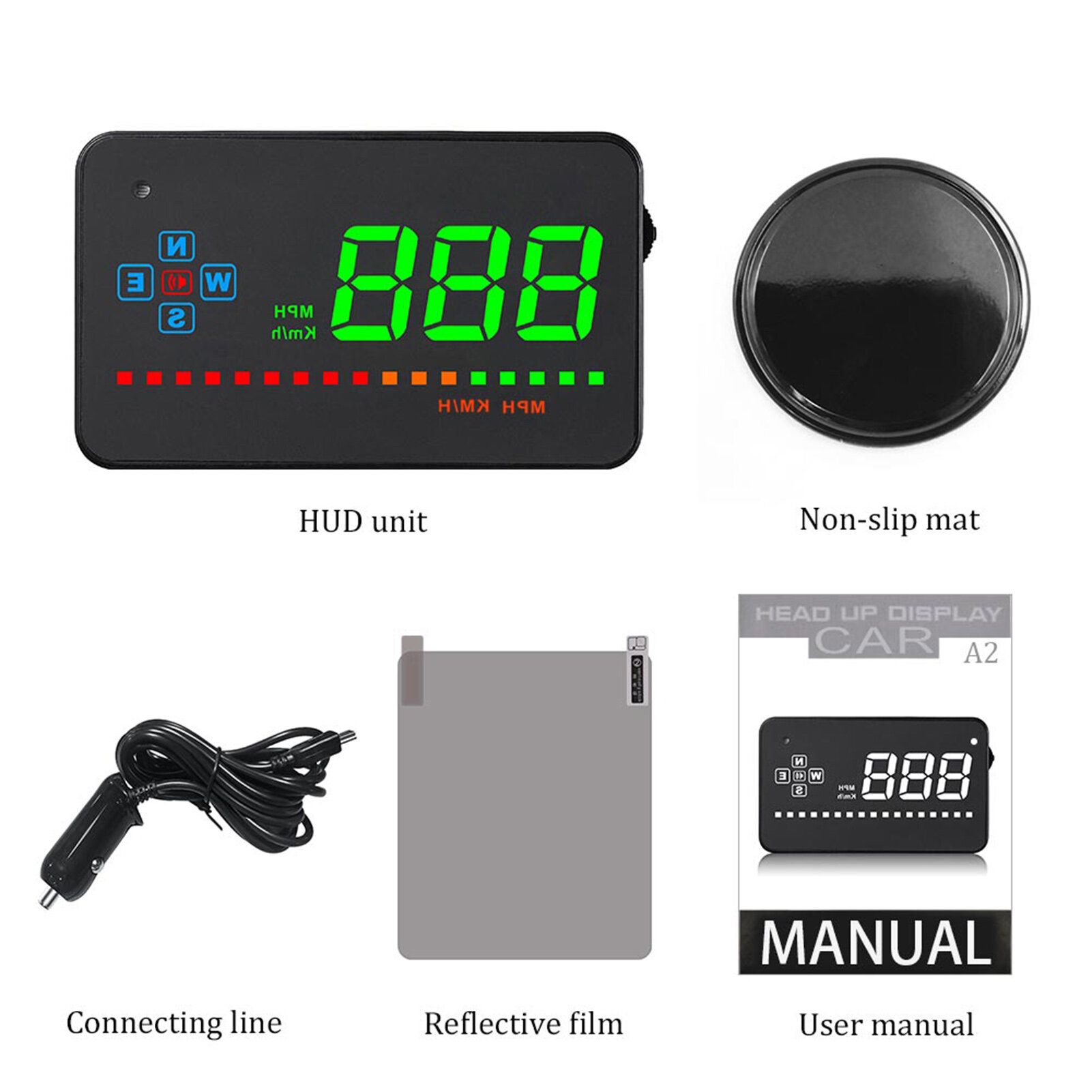 HUD Дисплей GPS Спидометр 3.5" Скорость км/ч для Авто Одометр