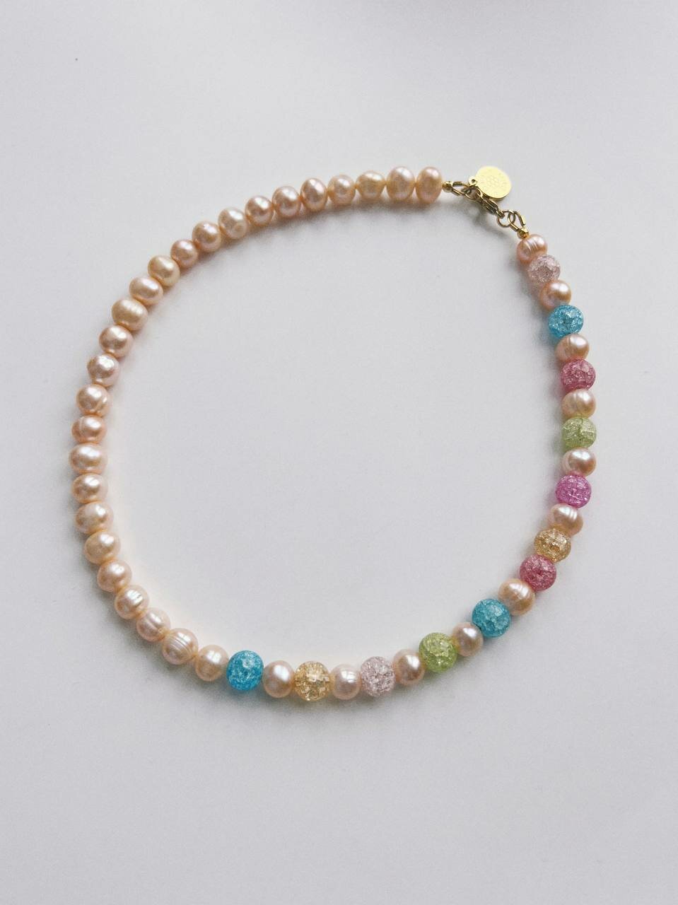 Колье, кварц, жемчуг пресноводный