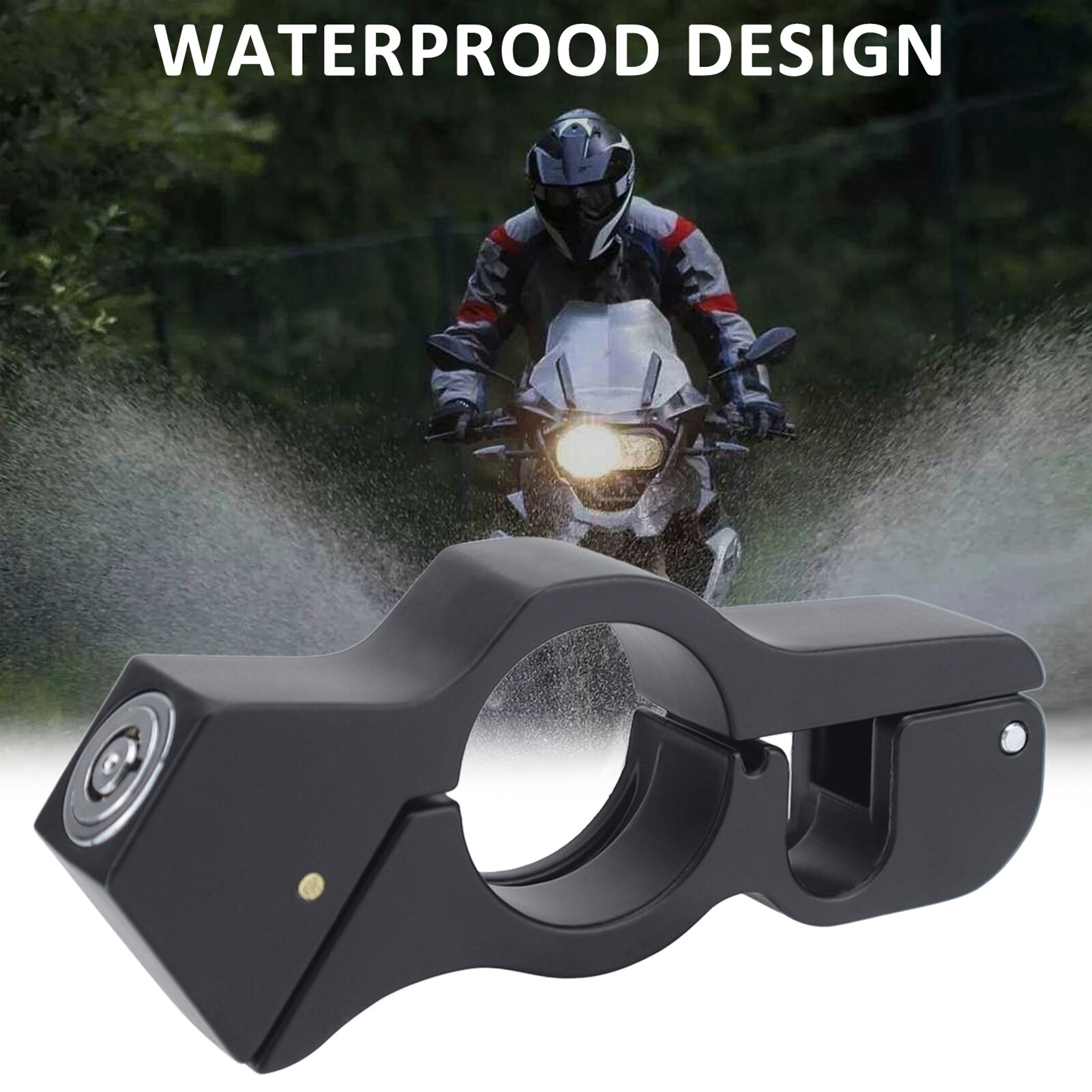 Замок на руль мотоцикла, прочный противоугонный шлем и тормозной замок для защиты велосипеда, скутера, мопеда, квадроцикла (черный)