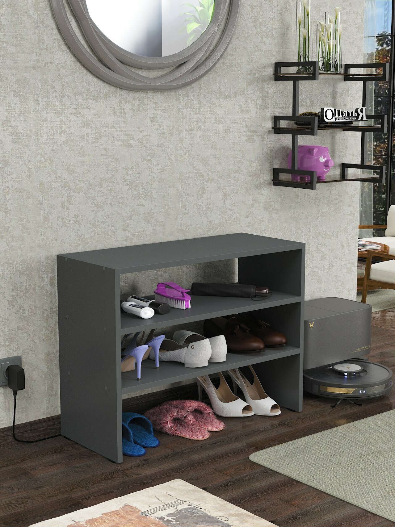 Тумба под обувь 3 полки, для хранения 12 пар обуви, ЛДСП 16мм