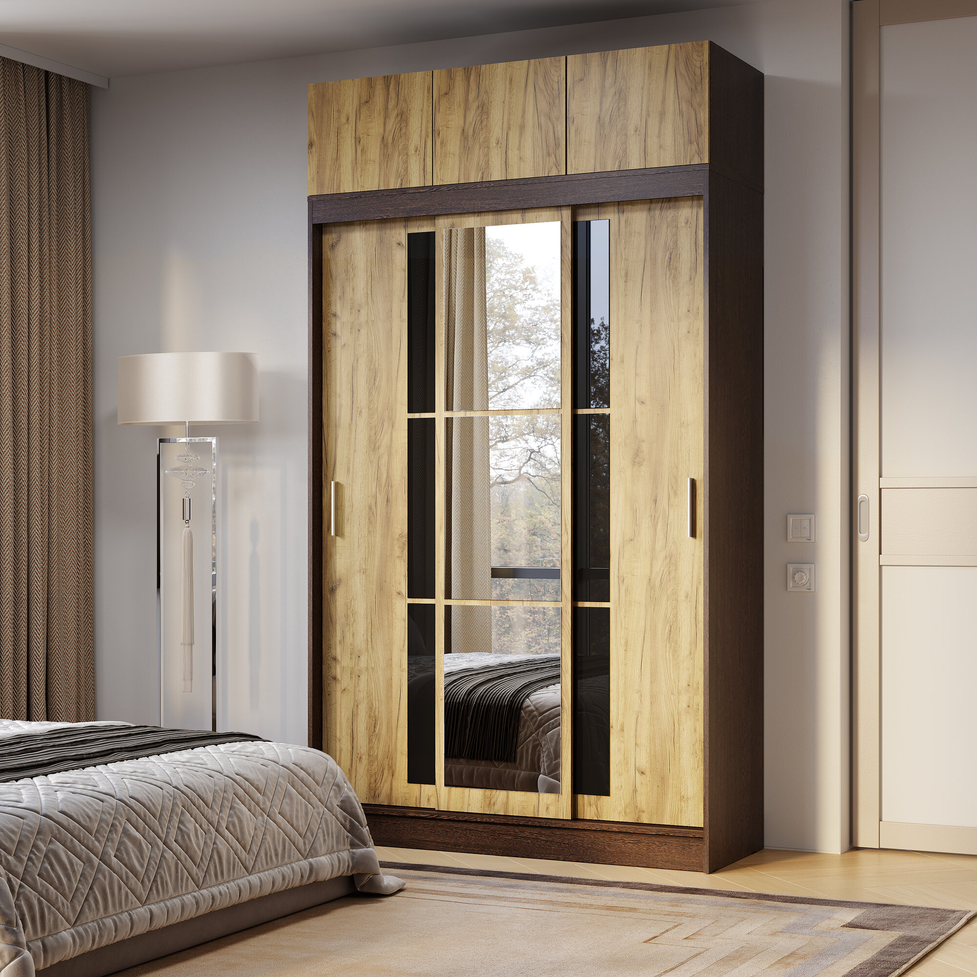 Шкаф-купе "Денвер" ШКК-03 с антресолью, ЛДСП Венге/Крафт, БТС