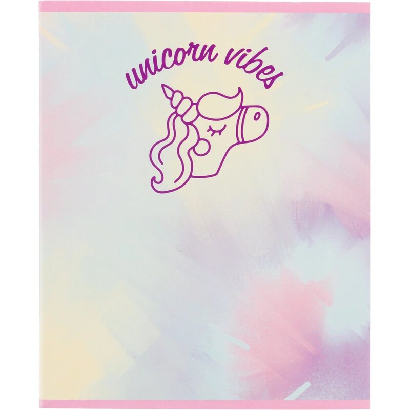 Тетрадь общая А5 48л Enjoy единорог, клет, скреп, ВД-лак