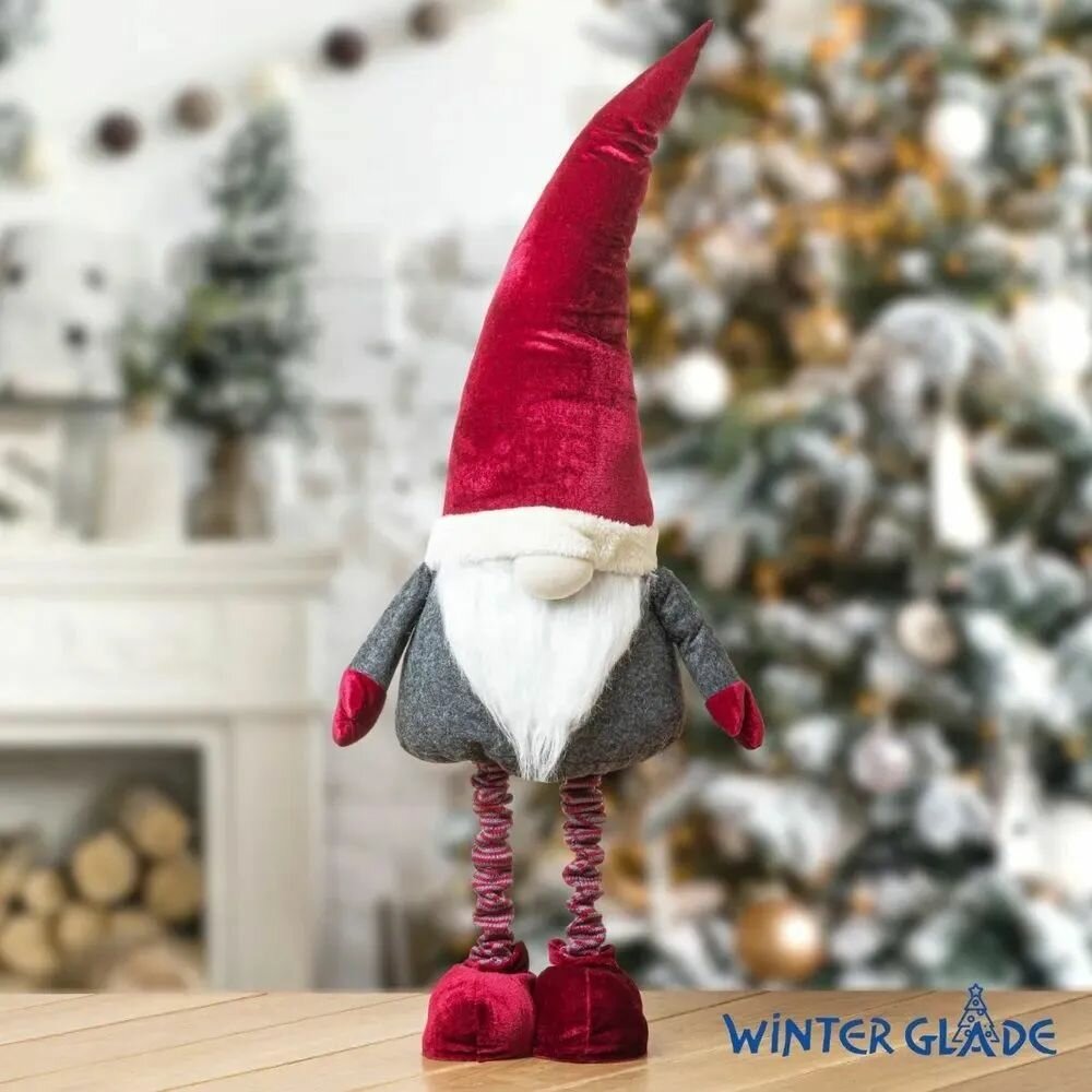 Фигурка Гном WINTER GLADE 125 см на телескопических ногах F23125, красный/серый