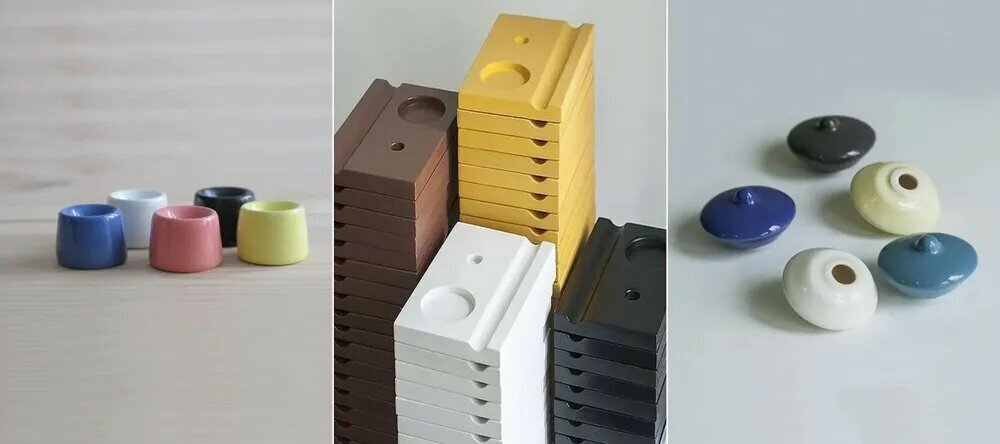 Принадлежности для чистописания: чернильницы и подставки