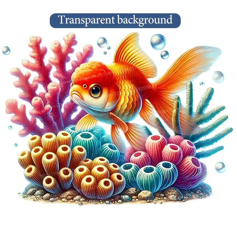 ПВХ наклейка "Золотая рыбка, океан" S669 20cm(7.87 inch), S669-B