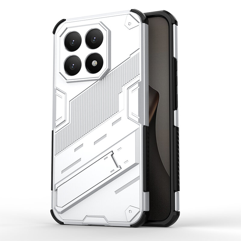 Чехол для Xiaomi 15T/Сяоми 15T, soft touch, чехол-кардиомонитор, поликарбонат (PC), защита камеры, ударопрочный, встроенная подставка, усиленные углы, Xiaomi, Xiaomi 15T, white,