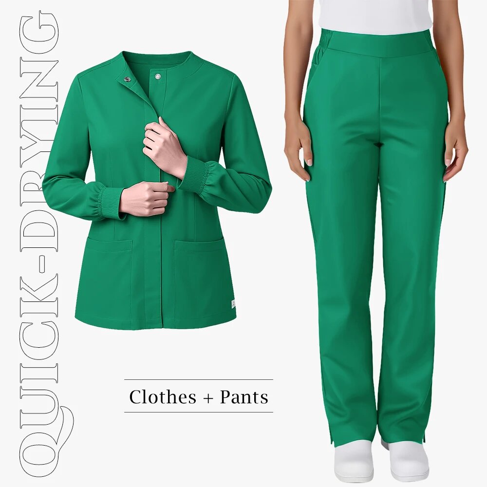 HZMNOI Однотонные медицинские скрабы Зеленый, M, Green