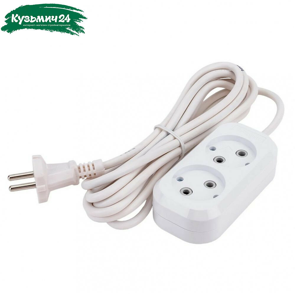 Удлинитель Universal E-202 65986 ПВС, без заземления, 2 розетки, 3 м 2.2 кВт