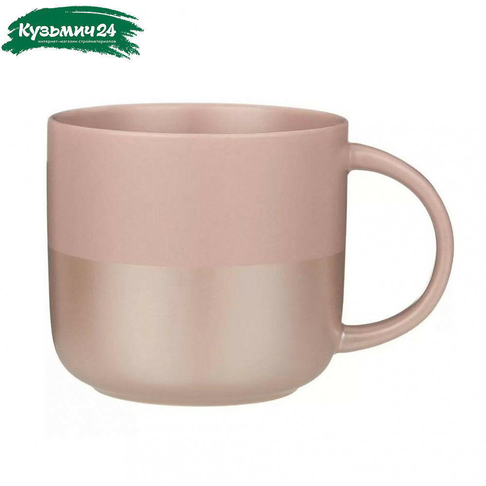Кружка Bronco Velour 407-139, фарфор, розовая, для холодных и горячих напитков, 440 мл