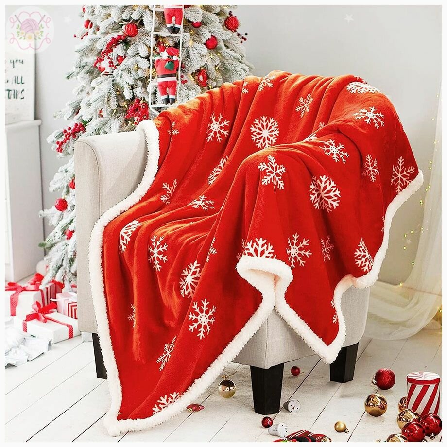 Плед новогодний из кашемира, Christmas покрывало на кровать, пушистый плед на диван и кресло для сна и отдыха, теплое одеяло, простыня, накидка - мягкий и удобный