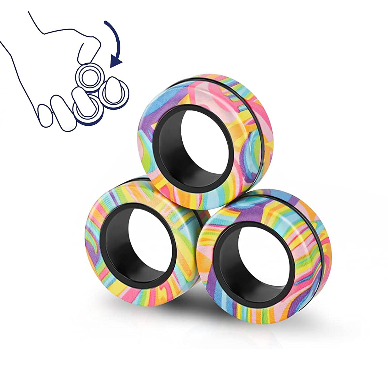 Набор игрушек Fidget с магнитными кольцами, 3 шт, Idea ADHD Fidget