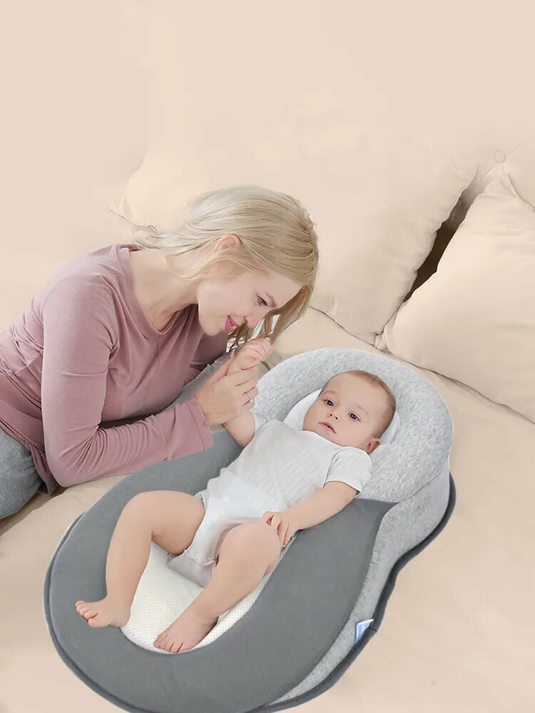 Матрас-кокон, для новорожденных, против срыгиваний, материал наполнителя модал, 40x62см, серый