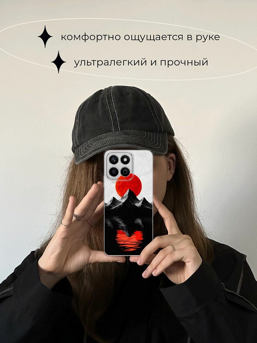 Чехол на Honor X7c / Хонор X7c с принтом Черная гора, прозрачный — фото 1