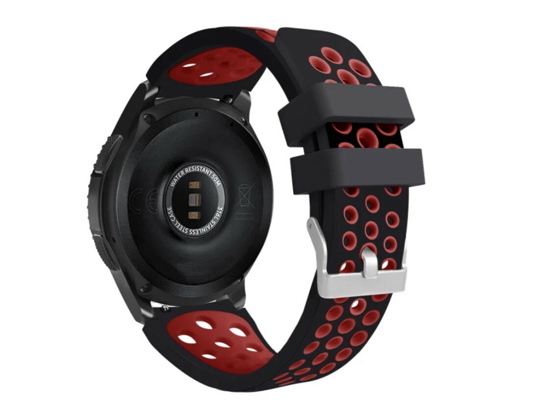 Силиконовый ремешок MyPads для смарт-часов Samsung Gear S2 R720 со спортивным дизайном с дырками под вентиляцию красный