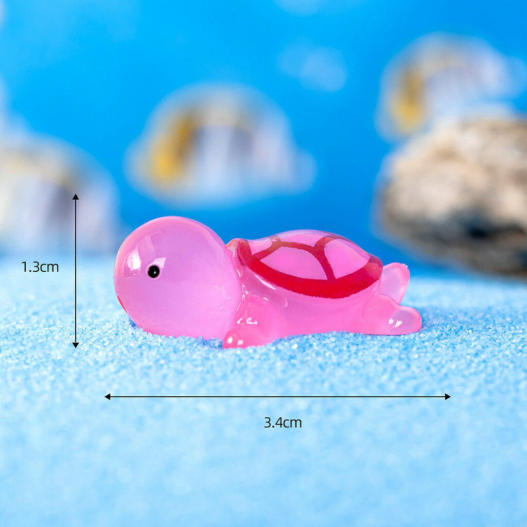 Charming glow-in-the-dark resin turtles for moss terrarium and fish tank scenes rose red 3 4cm 134in