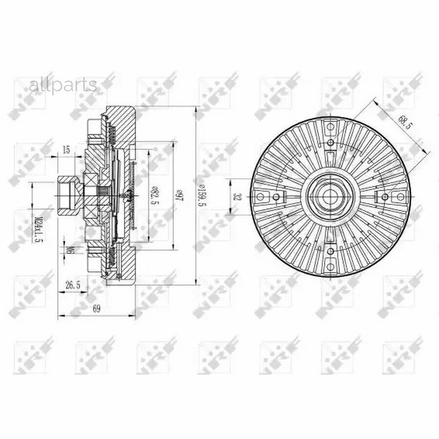 NRF 49611 Муфта вентилятора LAND ROVER Range Rover 4.4 02-