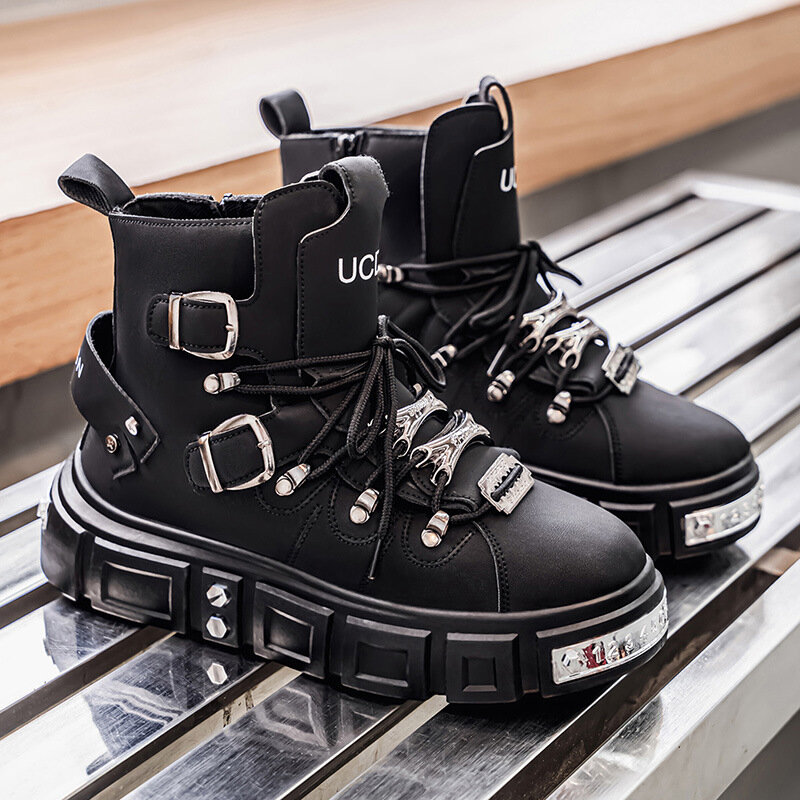 Мужские ботинки Martin больших размеров 2025 года, зимние, высокие, в британском стиле, ретро, рабочие ботинки, увеличивающие рост, на толстой подошве, размеры 39-47