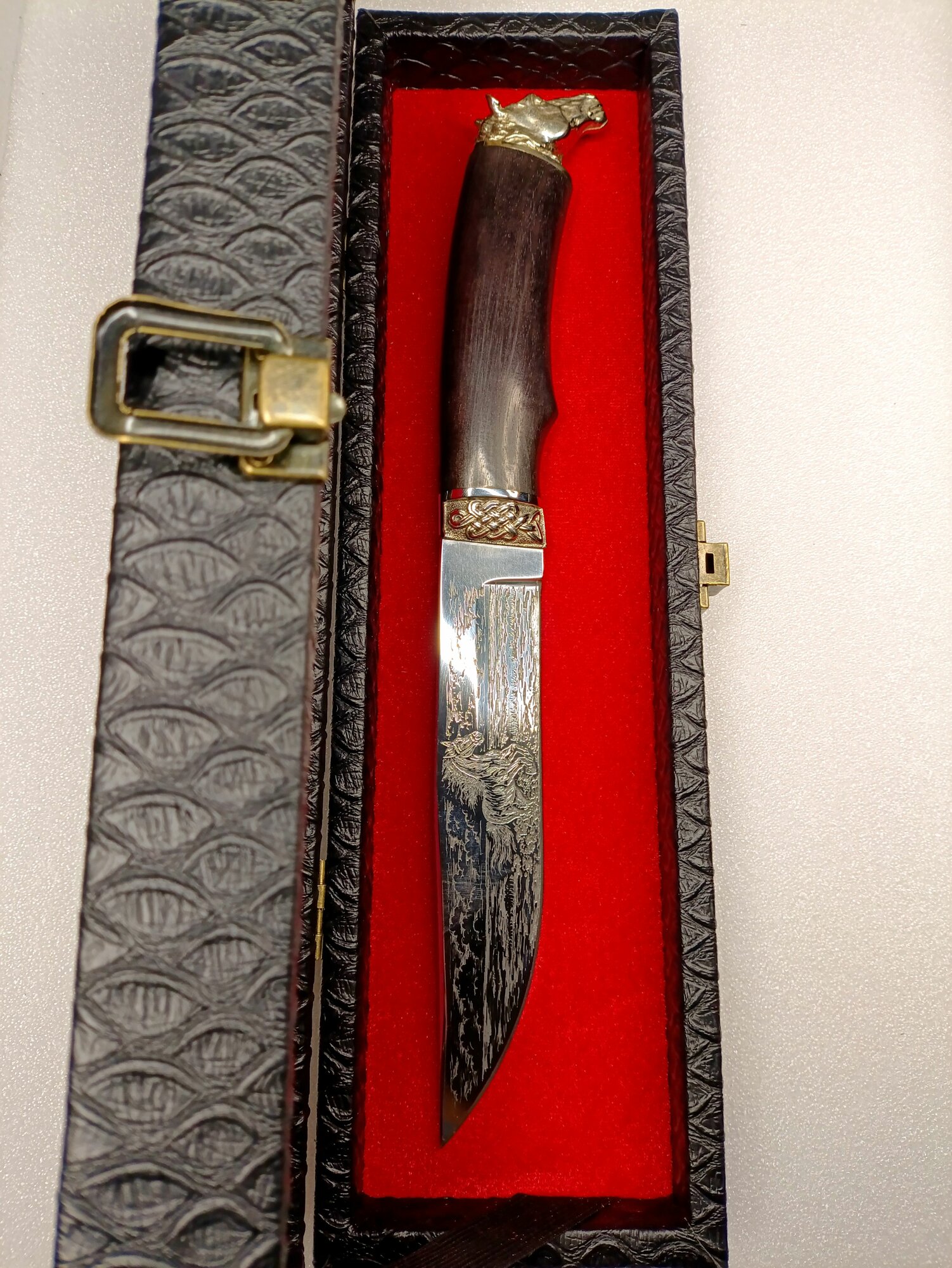 Нож Ручной Работы Лошадь в Футляре кованая сталь 95х18 длина 31см ножны натуральная кожа в комплекте