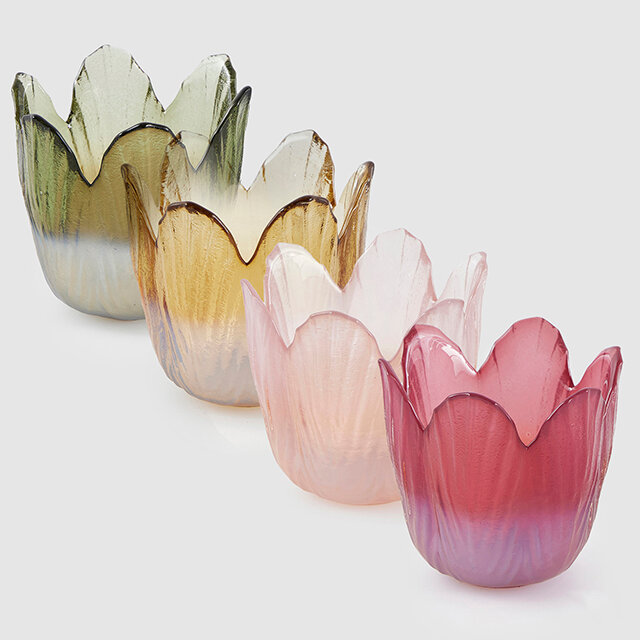 Стеклянные подсвечники Тюльпаны Bellflower 8 см, 4 шт, EDG, 4400381A999-набор