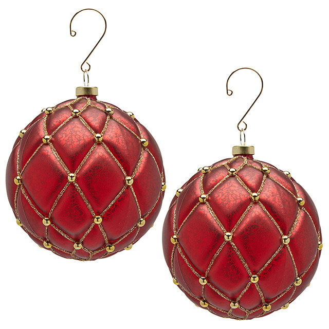 Елочные шары Opera Reale 10 см красные, 4 шт, EDG, 6500642A400-набор