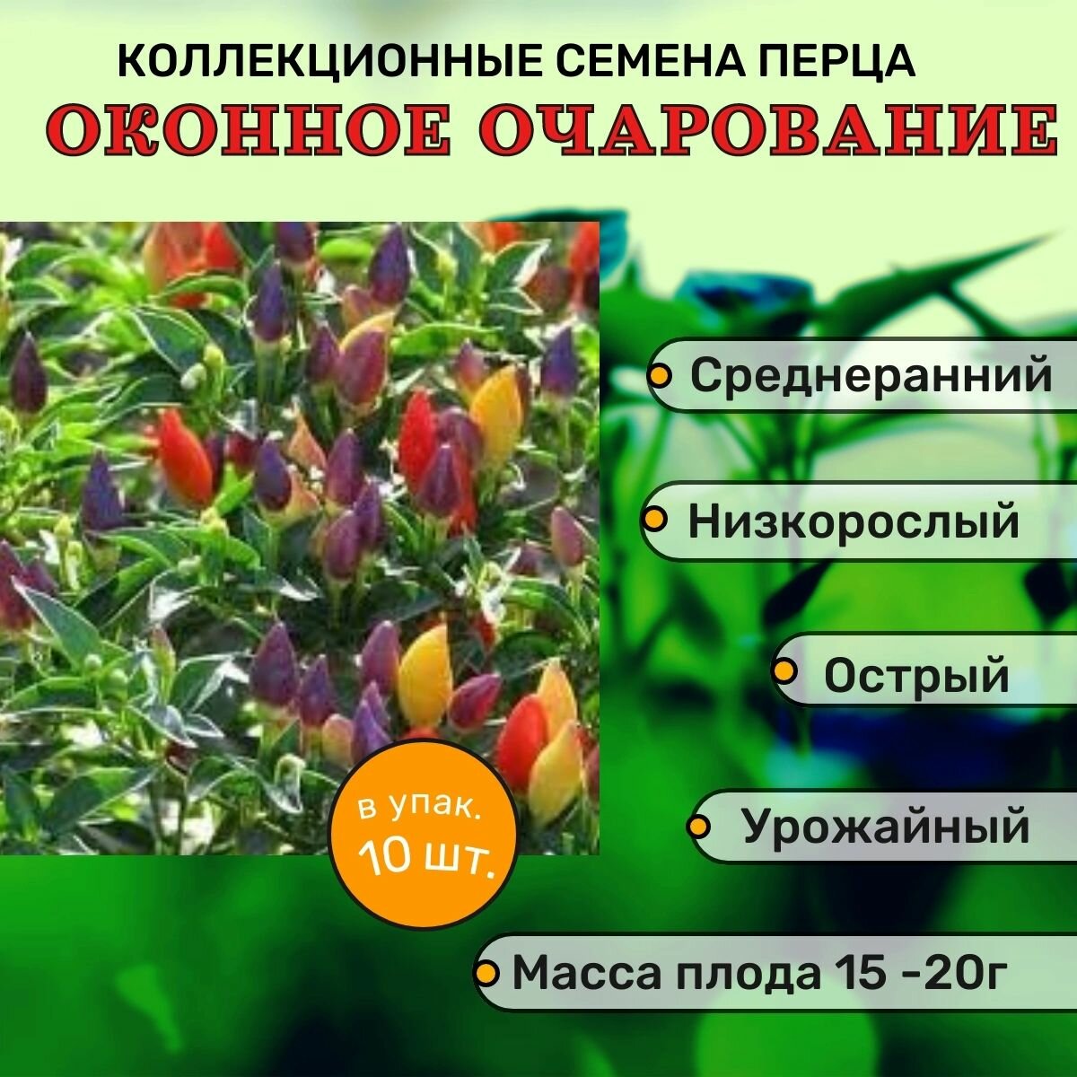 Коллекционные семена перца острого Оконное очарование