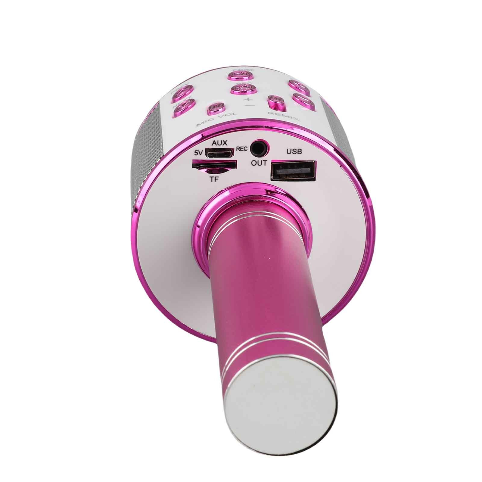 Беспроводной микрофон-динамик BT, караоке, с записью, розово-красный