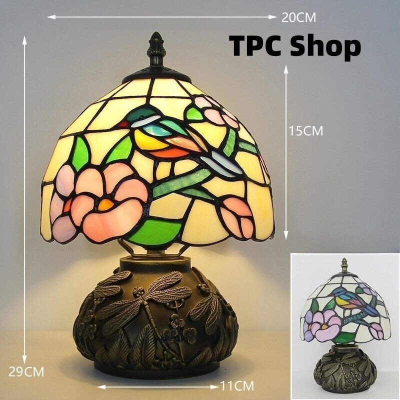 Настольная лампа 20 см, Декоративная лампа Тиффани, светильник для спальни, гостиной, кабинета