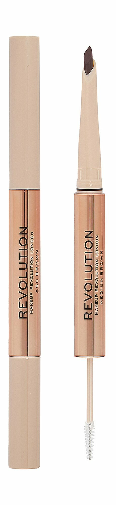 Revolution Makeup Fluffy Brow Duo 2-in-1 Blade Pencil Clear Brow Gel Карандаш со скошенным грифелем и гель-воск для фиксации бровей | Medium Brown 100мл