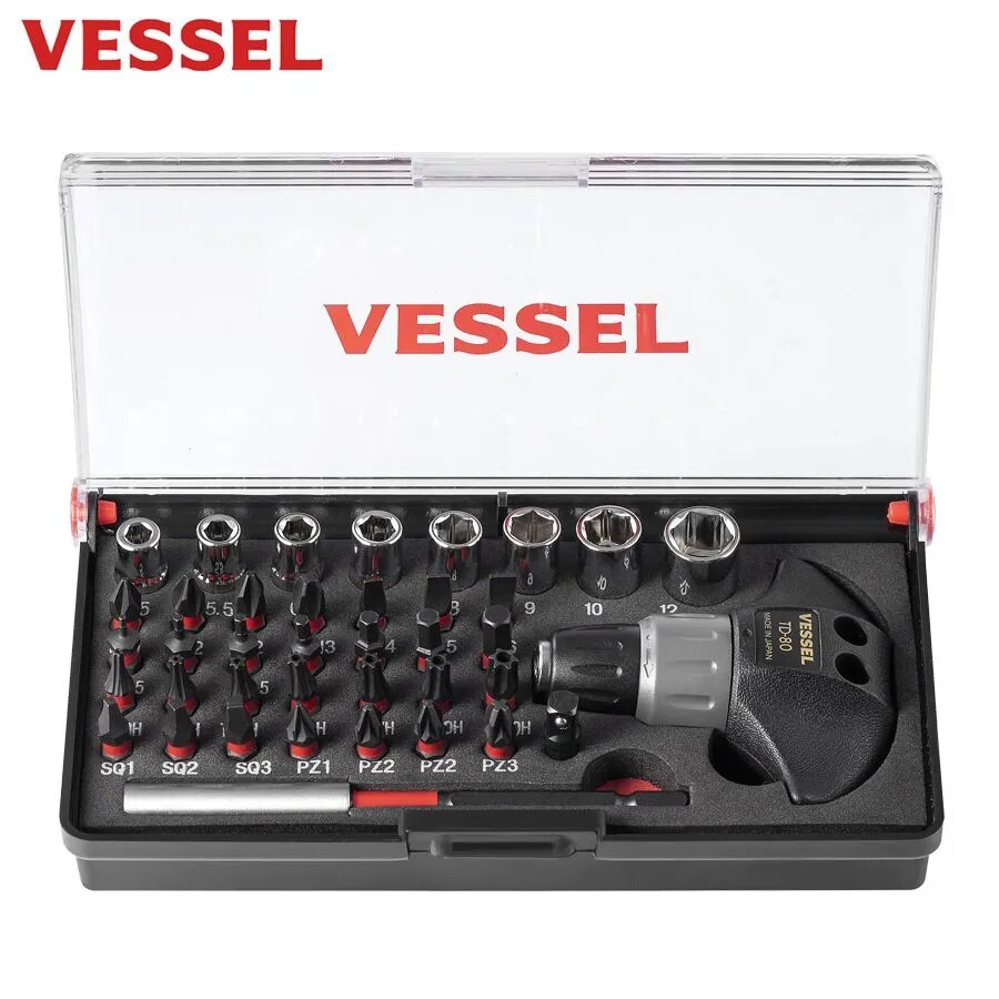 VESSEL S-12C 39 ШТ Набор отвертка с трещоткой, с набор бит, Множество спецификаций