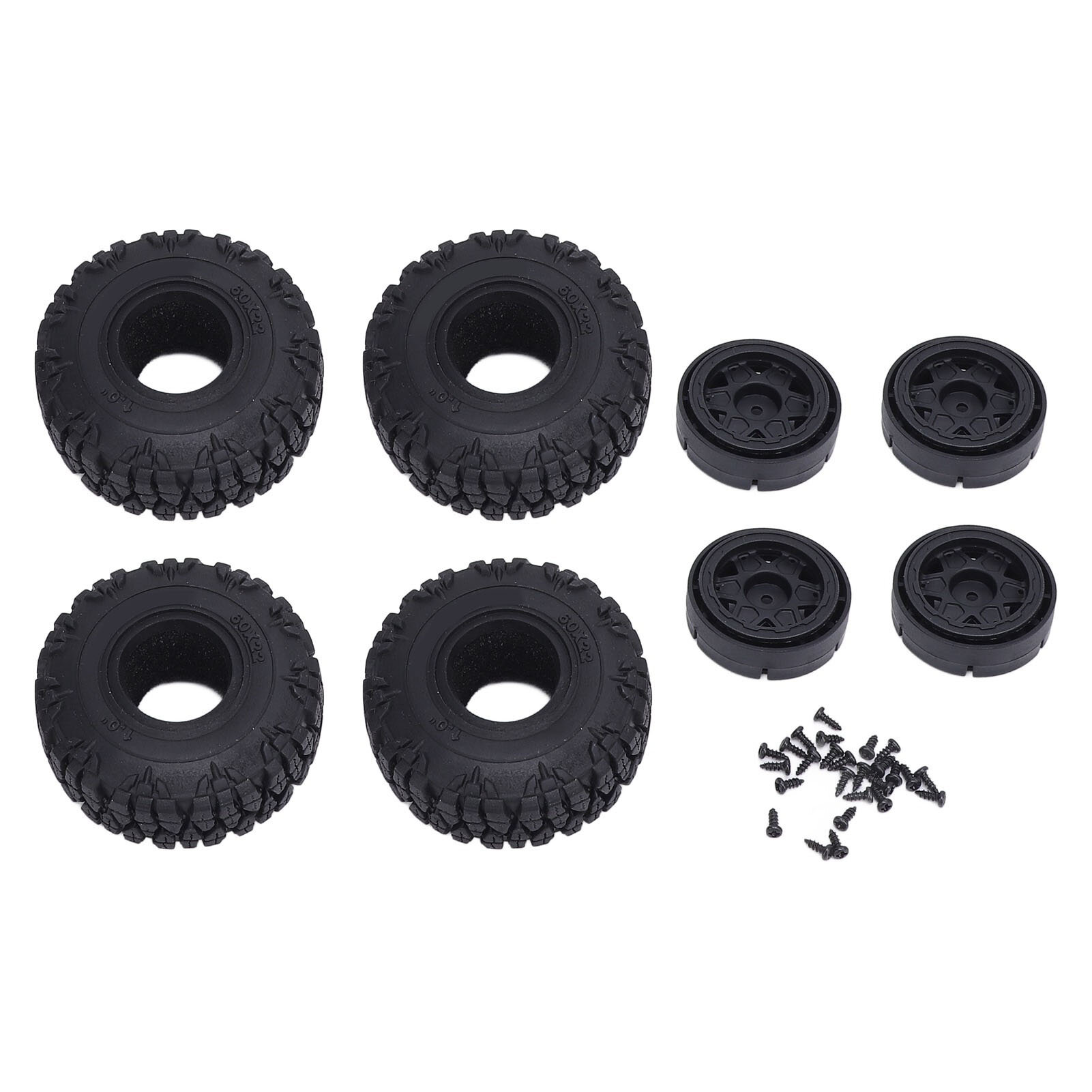4 шт. RC колеса с шинами и ступицами из пластика, улучшенная управляемость, высокая степень детализации для гусеничного вездехода Axial SCX24 1/24