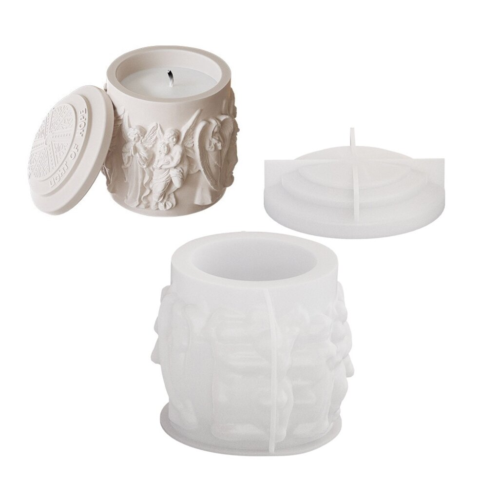 Силиконовая Форма Для Банки Для Хранения с Крышкой, Статуя Ангела, Подсвечник, Набор Форм для Изготовления Изделий из Смолы, Цемента, Бетона и Гипса