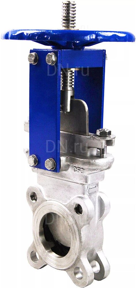 Задвижка шиберная DN.ru 150-10-SS316-SS316-EPDM-1W-W Ду150 Ру10, корпус - нерж. сталь 316, уплотнение - EPDM, со штурвалом и выдвижным штоком