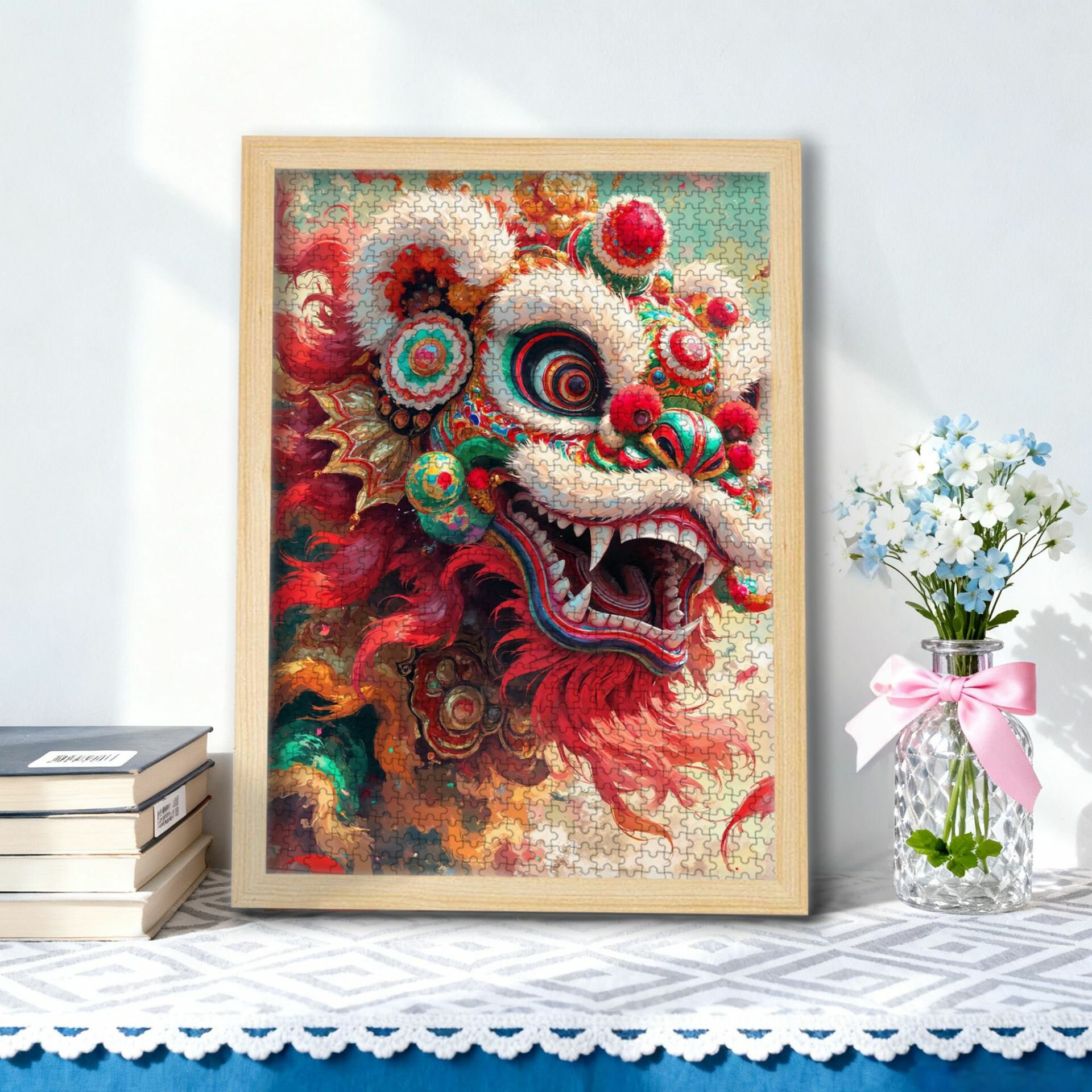 Национальный тренд деревянный пазл 1000 деталей танец льва для взрослых высокая сложность сборки снятие стресса образовательный подарок тысяча деталей модная игрушка