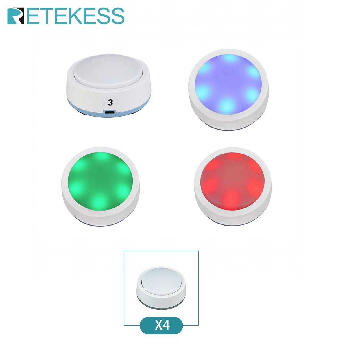 Retekess TM101 Сигнализаторы ответов, 4 шт, цвет: 4PC Button