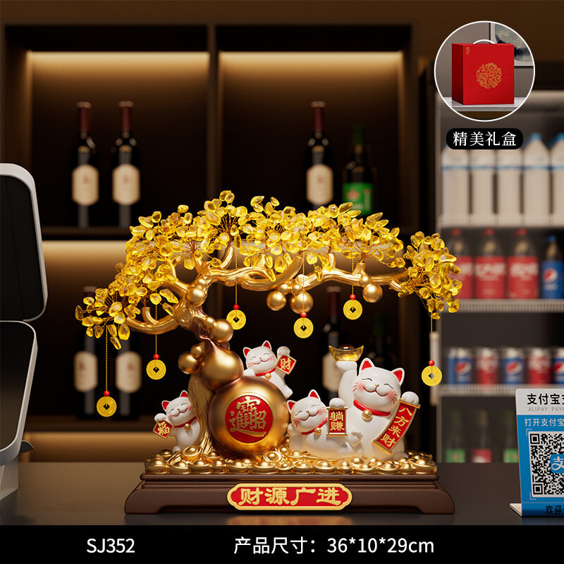 Денежное дерево для процветания, украшение с котом удачи, для гостиной, магазина, кассы, высококачественное украшение, подарок на новоселье