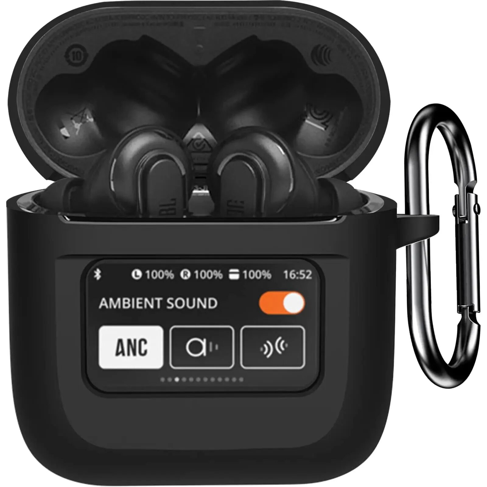 Мягкий силиконовый чехол для беспроводных наушников JBL Tour Pro 3, противоударный защитный чехол для ключей, ЖК-сенсорный экран, видимый