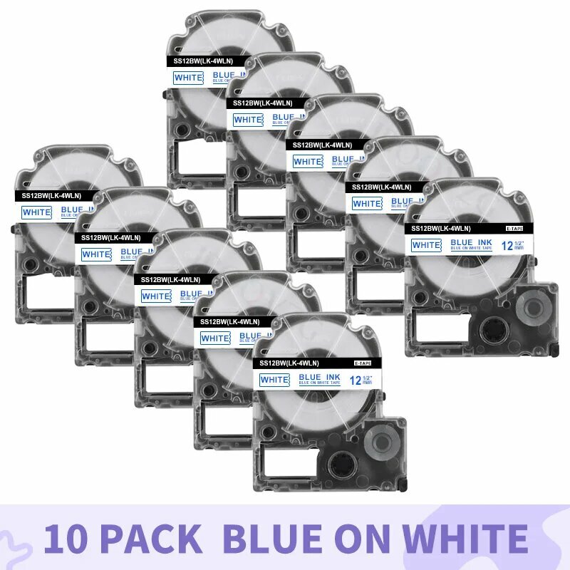 Лента для этикеток IBOQVZG для принтеров Epson 10PK Blue on White, 6 мм