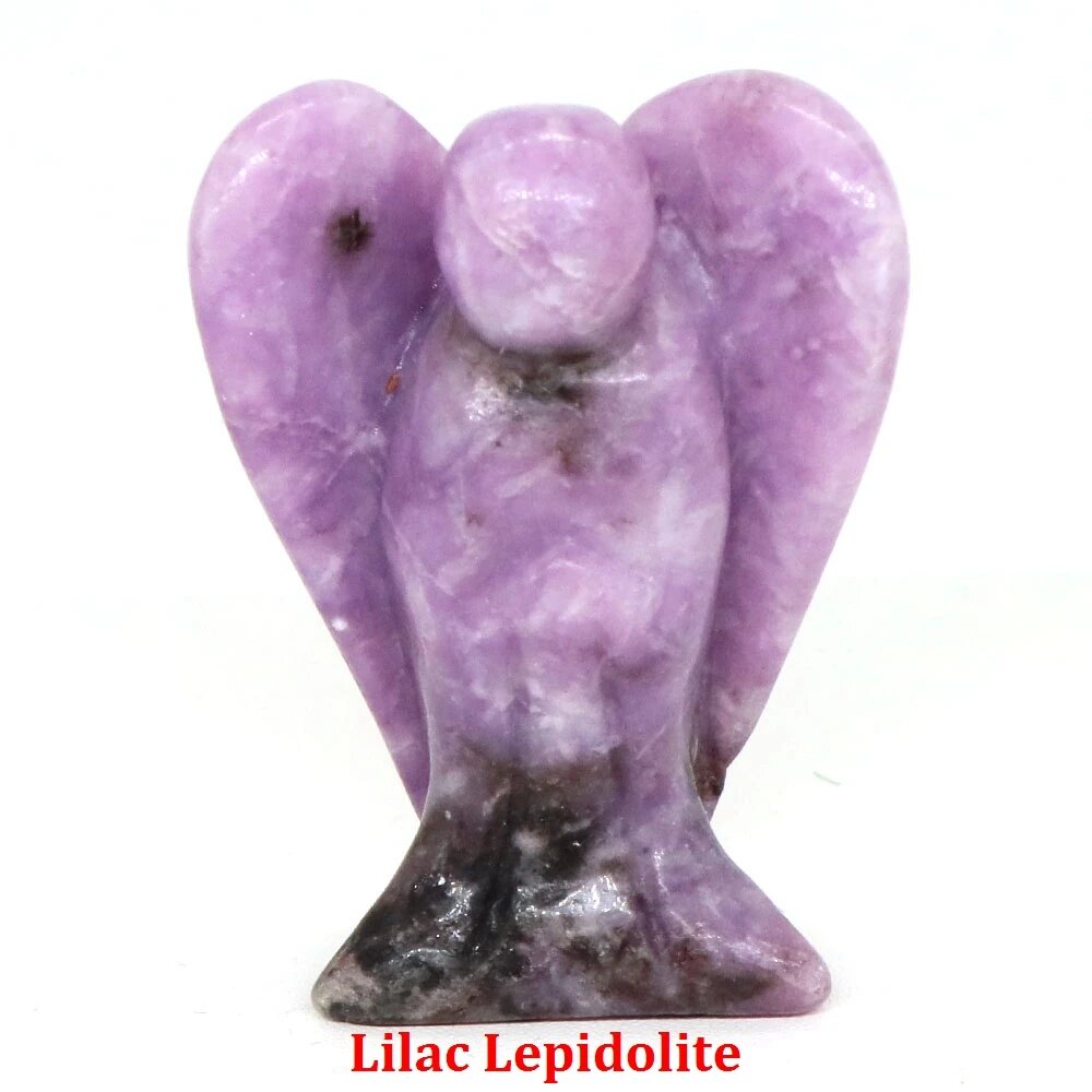 Статуэтка Ангела-хранителя из аметиста и розового кварца Сиреневый, 5PCS, Lilac Lepidolite