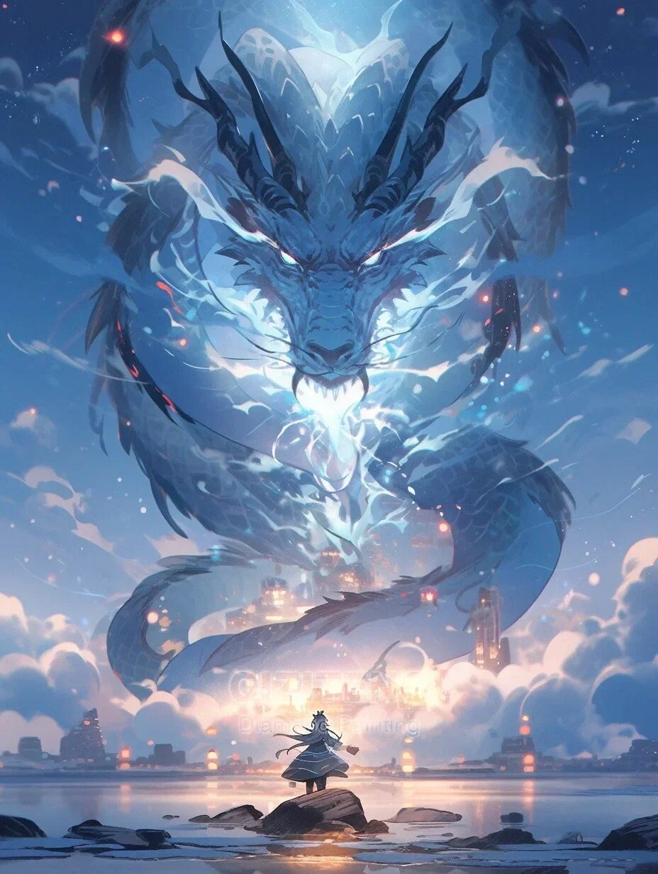 Алмазная живопись QIZITENG Китайский дракон 30x40cm AB Square, XP-3718