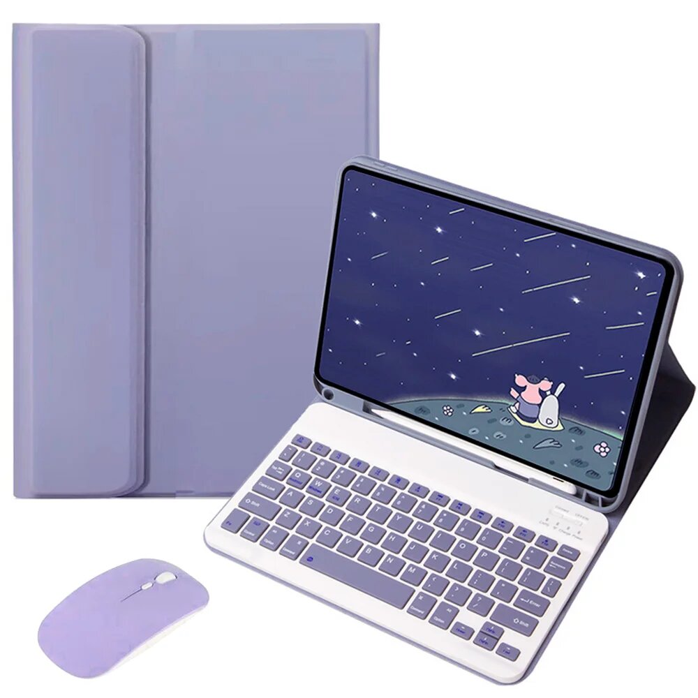 Кожаный чехол с Bluetooth-клавиатурой qukam для Samsung Galaxy Tab A9 Plus Hebrew keyboard, Set 3