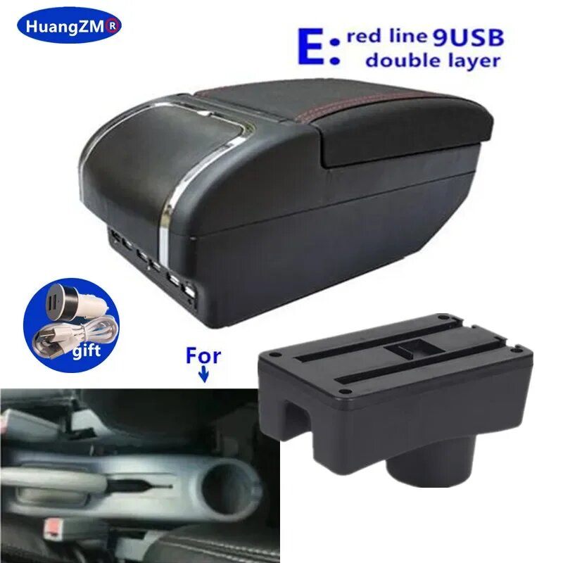 Для Hyundai Accent Tagaz подлокотник для Hyundai Accent автомобильный подлокотник ящик для внутренних деталей центральный ящик для хранения автомобильных аксессуаров E red line 9USB