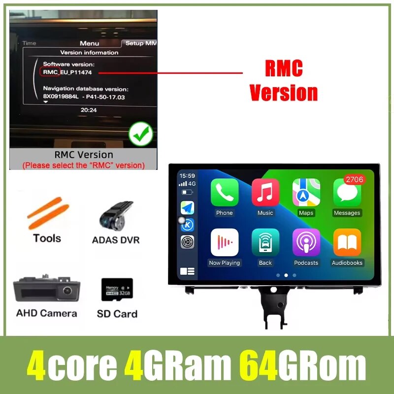 9-дюймовый для Audi A6 C7 A7 2012-2018 плеер автомобильный радиоприемник Android 15 RMC 4G 64G C D