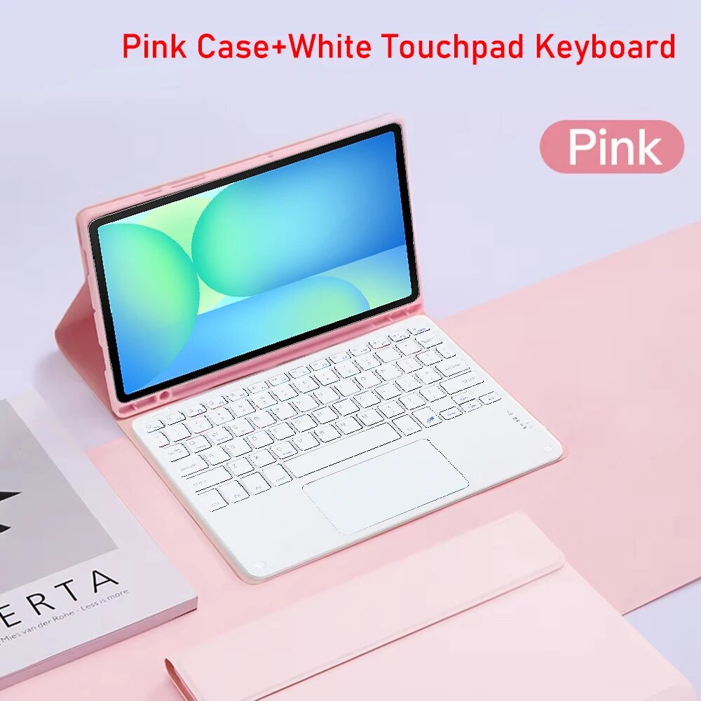 Чехол с клавиатурой PULUZ для Samsung Galaxy Tab S10 FE Plus 13.1" German Keyboard, Pink C