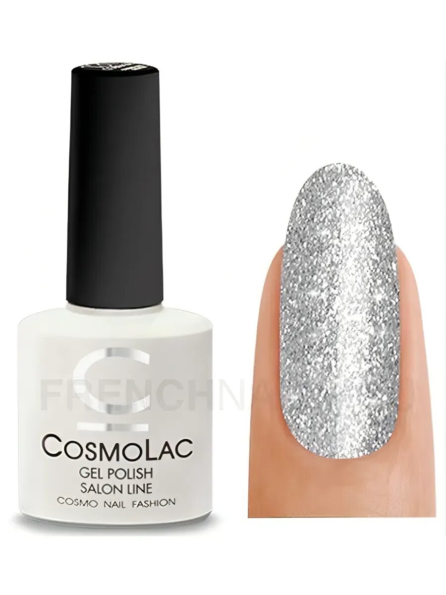 Гель лак CosmoLac серебряные блестки 021 (53 оттенок)