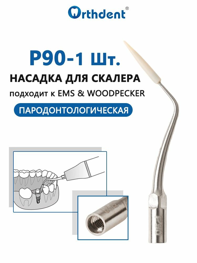 Насадка для скалеров, P90, пародонтологическая, для EMS и Woodpecker, для очистки пародонтальных каналов