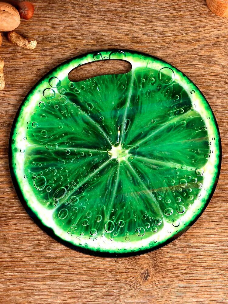 Доска разделочная сувенирная «Лайм в разрезе», 25,5 см, круглая