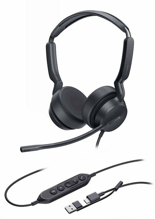 Наушники YEALINK с микрофоном, черный, накладные, USB, оголовье (UH42 SE)