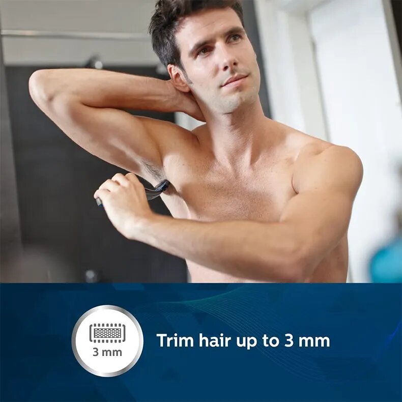 Philips Эпилятор BG1024/15, триммер для тела, для зоны бикини, для мужчин, с насадкой-триммером, влагозащищенный, от батареек AA — фото 1